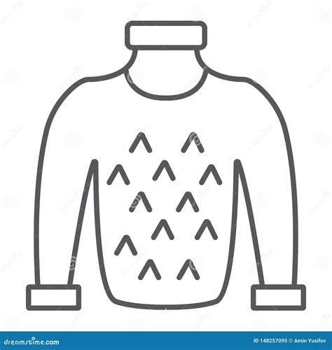 Sweater Thin Line Icon Clothes And Warm Jumper Sign Vector Graphics
