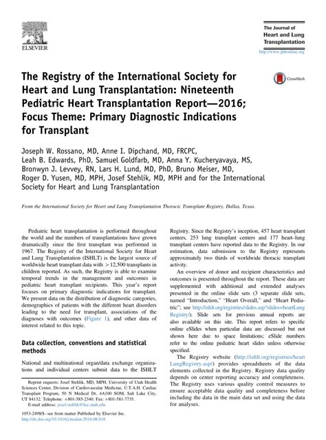 Pdf The Registry Of The International Society For Heart And Lung