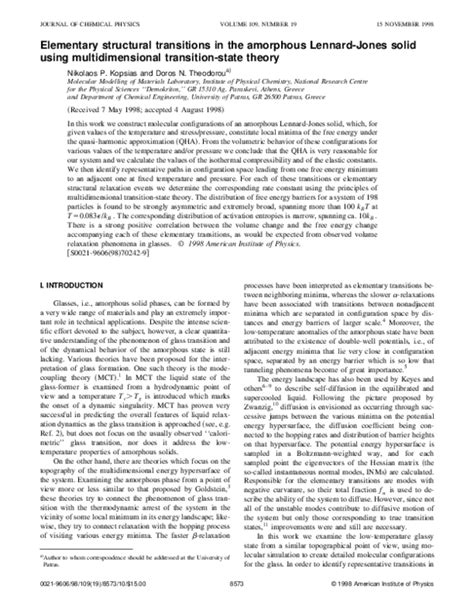Pdf Elementary Structural Transitions In The Amorphous Lennard Jones Solid Using