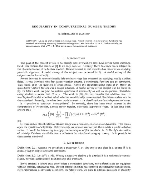 Math 203 Math 203 Paper Regularity In Computational Number Theory Q