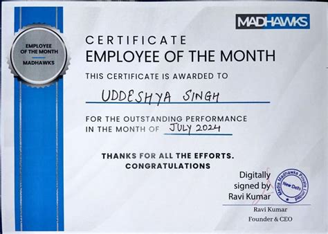 Uddeshya Singh On Linkedin Employeeofthemonth Madhawks Grateful Achievement Teamwork
