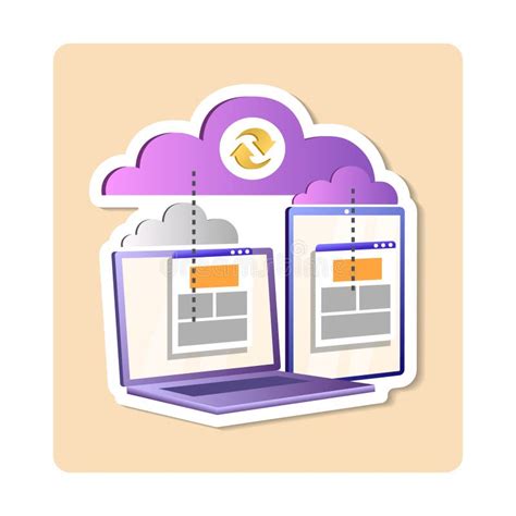 Cloud Computing Synchronizing Data Between Laptop And Tablet Stock