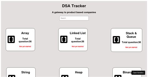 DSA TRACKER Forked Codesandbox
