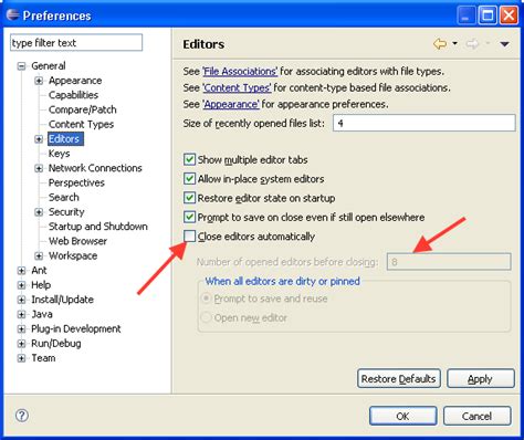 Editing Eclipse Settings For Editor Tabs Stack Overflow