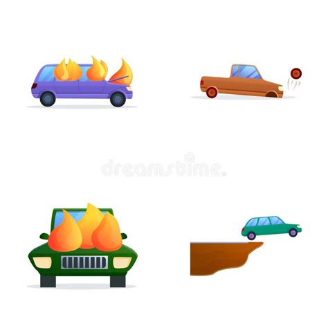 Accident Icons Set Cartoon Vector Case Of Physical Trauma Stock Vector