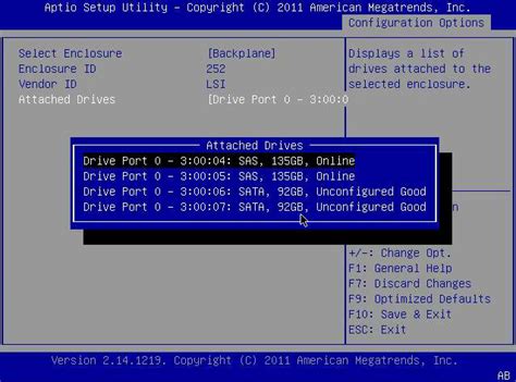 Using The Configuration Options Menu To Create A Bootable Logical Drive X86 Sun Storage 6 Gb