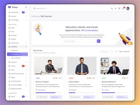 courses vuexy design system by anand patel on dribbble