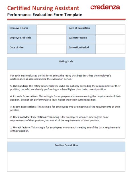 Certified Nursing Assistant Performance Evaluation Template And Tips