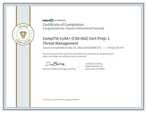 Certificate Of Completion Vaseem Mohammed Hameed