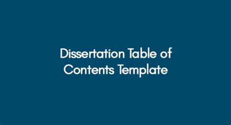 Dissertation Table Of Contents Template Download Free Examples