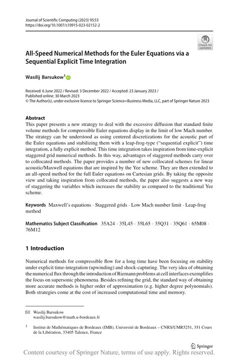 All Speed Numerical Methods For The Euler Equations Via A Sequential