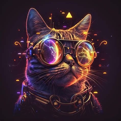 Space Cat With Galaxy Glasses