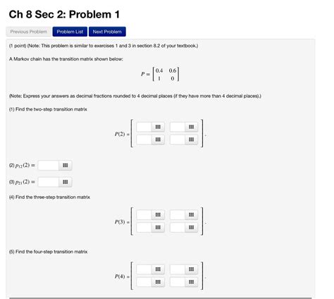 Solved Ch 8 Sec 2 Problem 1 Previous Problem Problem List