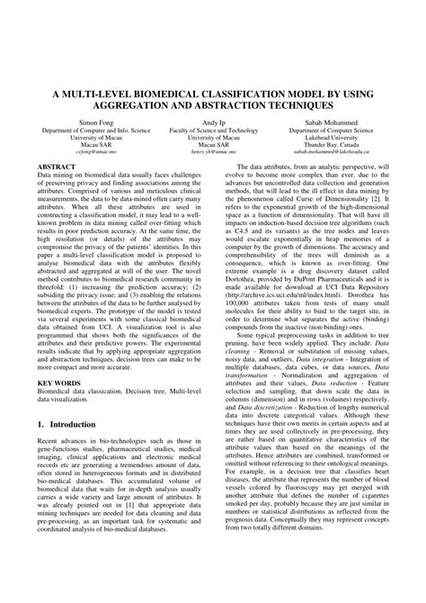 pdf a multi level biomedical classification model by using