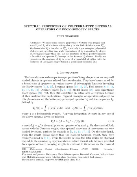 pdf spectral properties of volteraa type integral operators on fock