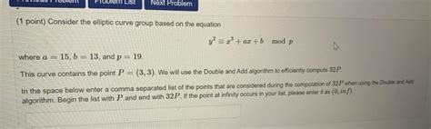 Solved Lisi Next Problem 1 Point Consider The Elliptic