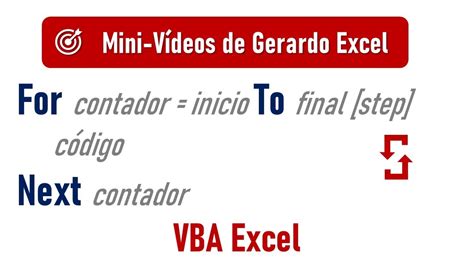 Ciclo For To Next Vba Excel Youtube