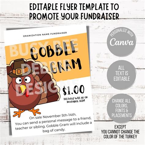 Thanksgiving Gobble Gram Download Candy Grams For School Etsy