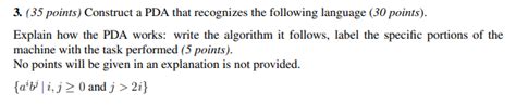 Solved 3 35 Points Construct A Pda That Recognizes The