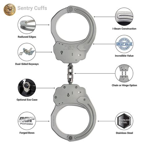 Asp Sentry Cuffs Chain Steel Bow Police Handcuffs