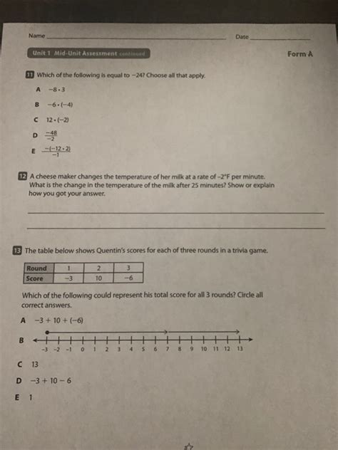 Solved Name Date Unit 1 Mid Unit Assessment Continued Form A Chegg Com
