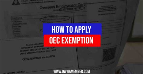 How To Apply Bm Online Oec Exemption For Returning Ofws Owwa Member