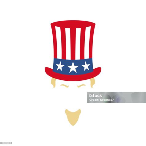 엉클 샘의 현대 초상화입니다 미국 플래그입니다 국가 휴일 미국 독립 기념일에 벡터 일러스트입니다 독립기념일에 대한 스톡 벡터