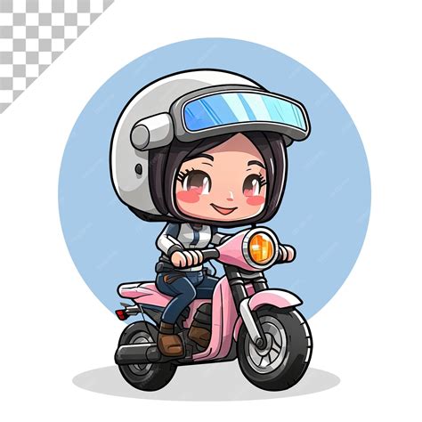 Premium Psd Food Delivery Cute Girl Riding Motorcycles Cartoon Art