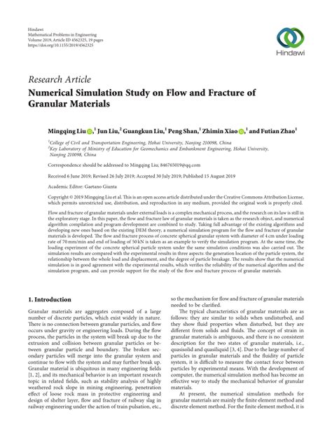 PDF Numerical Simulation Study On Flow And Fracture Of Granular Materials