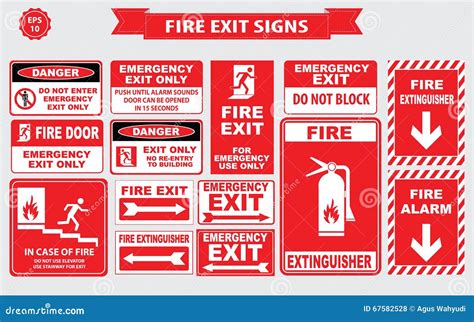 Set Of Emergency Exit Sign Stock Illustration Illustration Of Alarm 67582528