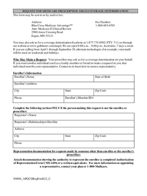 Fillable Online Request For Medicare Prescription Drug Coverage Determination Fax Email Print