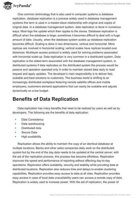 Database Replication Among Remote Sites 10460 Words Thesis Example