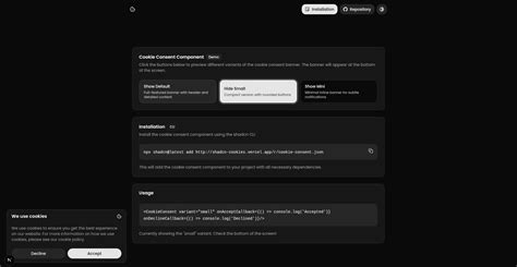 Github R2hu1shadcn Cookie Consent Beautifully Designed Customizable Cookie Consent For Web
