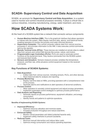 SCADA Supervisory Control And Data Acquisition Pdf