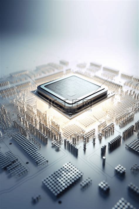 中央计算机处理器cpu概念 3d渲染 高清摄影大图 千库网