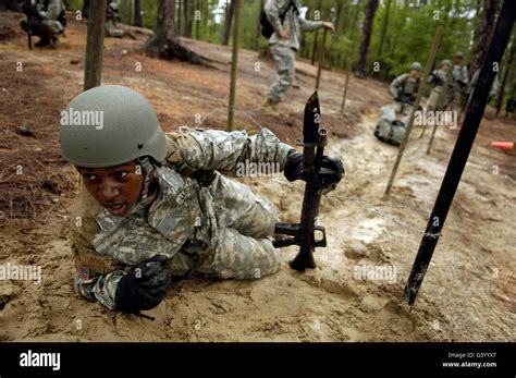 A U S Army Recruit Negotiating The Confidence Course During Basic Combat Training At Fort