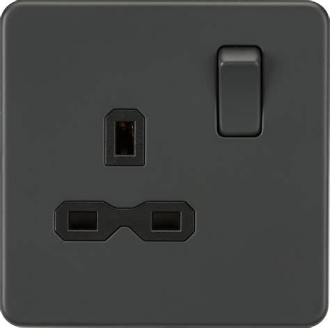 Knightsbridge Screwless A G DP Switched Socket Anthracite SFR AT Electrical Online