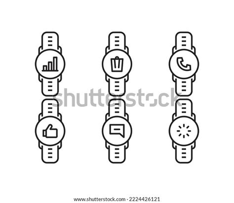 Smartwatch User Interface Icons Set Stock Vector Royalty Free 2224426121 Shutterstock