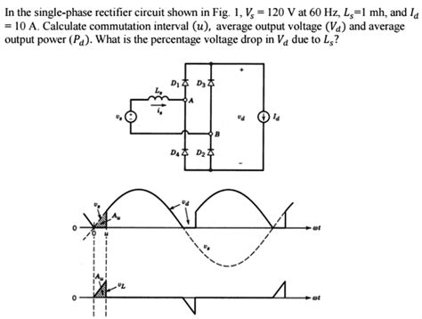 In The Single Phase Rectifier Circuit Shown In Fig 1vs120v At 60hzls1mh And Id 10a Calculate