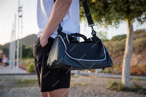 Premium Photo Close Up Of A Sportsmans Training Bag In An Outdoor