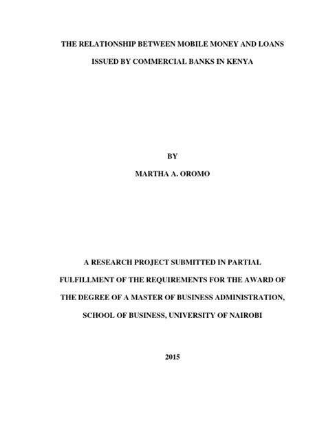 Oromo The Relationship Between Mobile Money And Loans Issued By