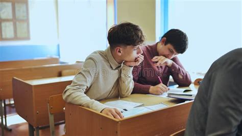 Schoolboys At A Desk During Class Stock Image Image Of Little
