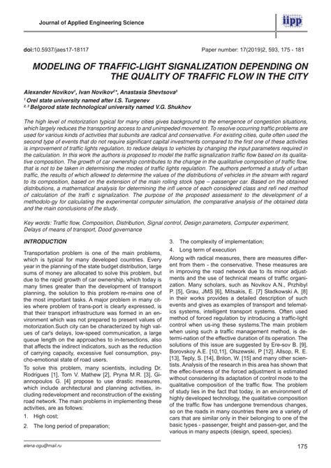 pdf modeling of traffic light signalization depending on the quality