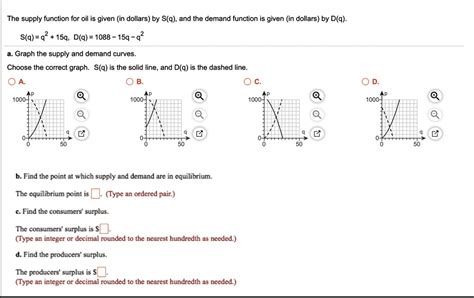 solved the supply function for oil is given in dollars by s q and