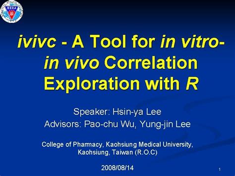 Ivivc A Tool For In Vitroin Vivo Correlation