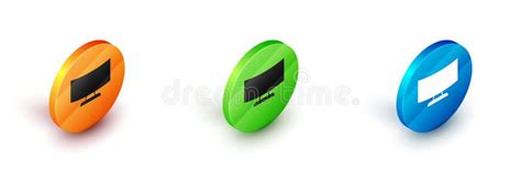 Isometric Computer Monitor Screen Icon Isolated On White Background Electronic Device Front