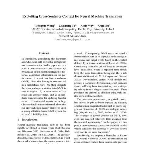 Exploiting Cross Sentence Context For Neural Machine Translation Acl