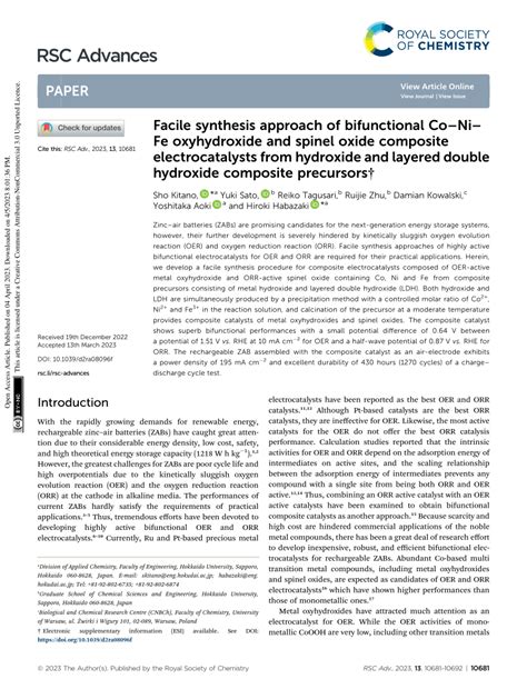 Pdf Facile Synthesis Approach Of Bifunctional Co Ni Fe Oxyhydroxide