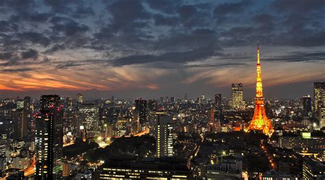 Tokyo Tower Night City Scenery 4k Hd Wallpaper