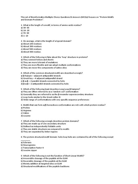 Bioinfo Mcqs Pdf Sequence Alignment Nucleic Acid Sequence
